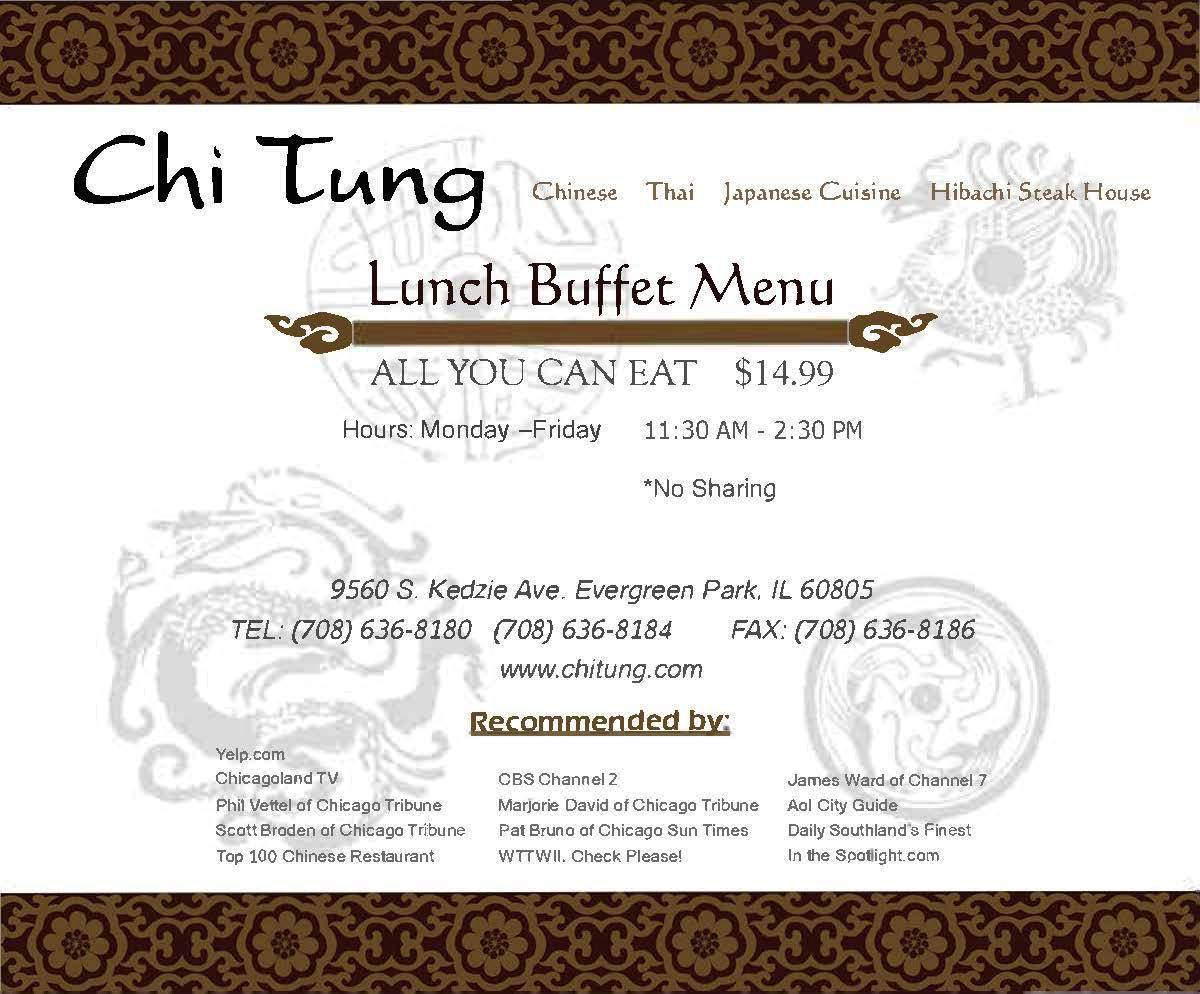 Menu at Chi Tung Restaurant, Evergreen Park