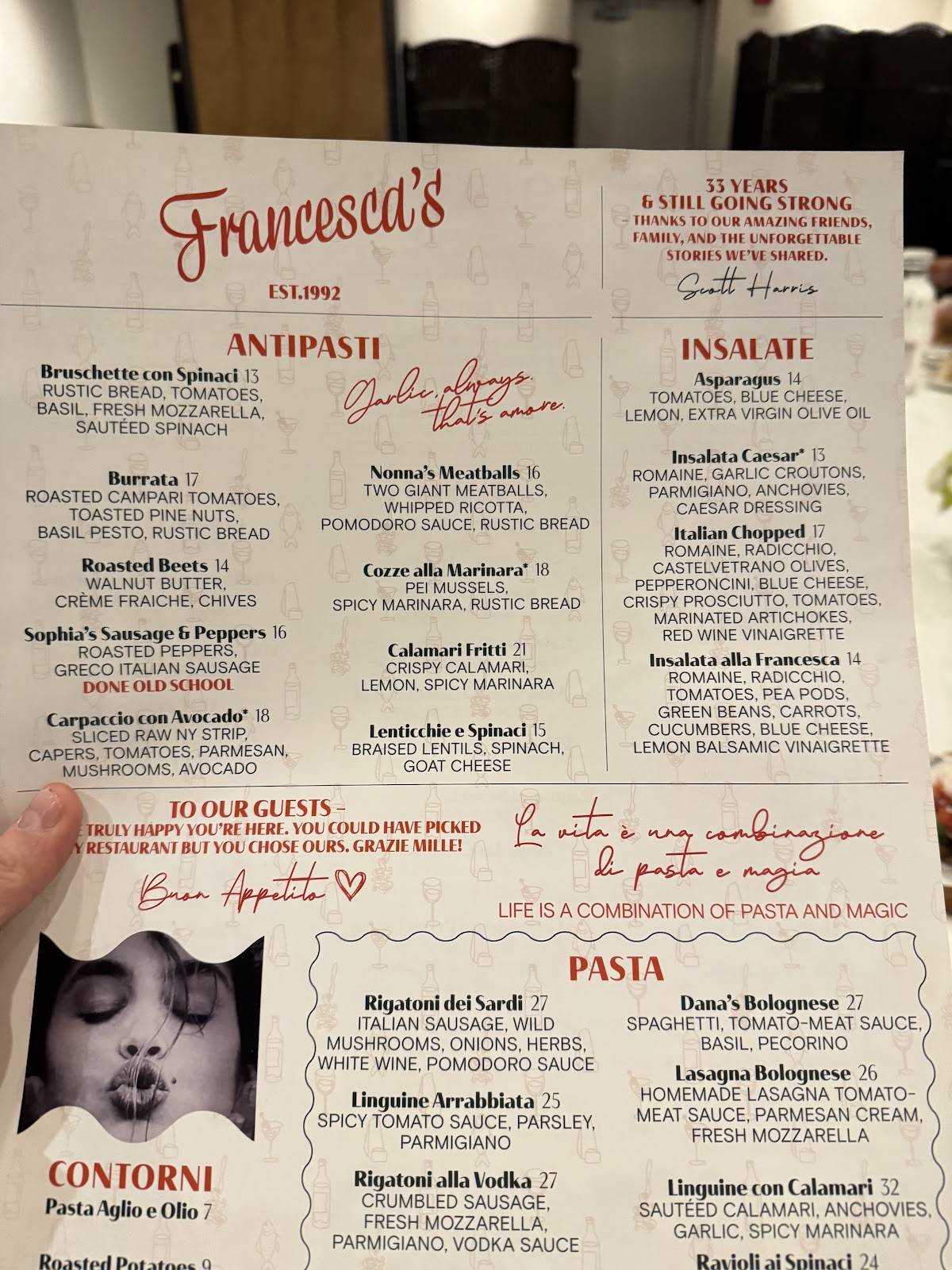 Menu at Francesca's on 95th restaurant, Oak Lawn, 95th St