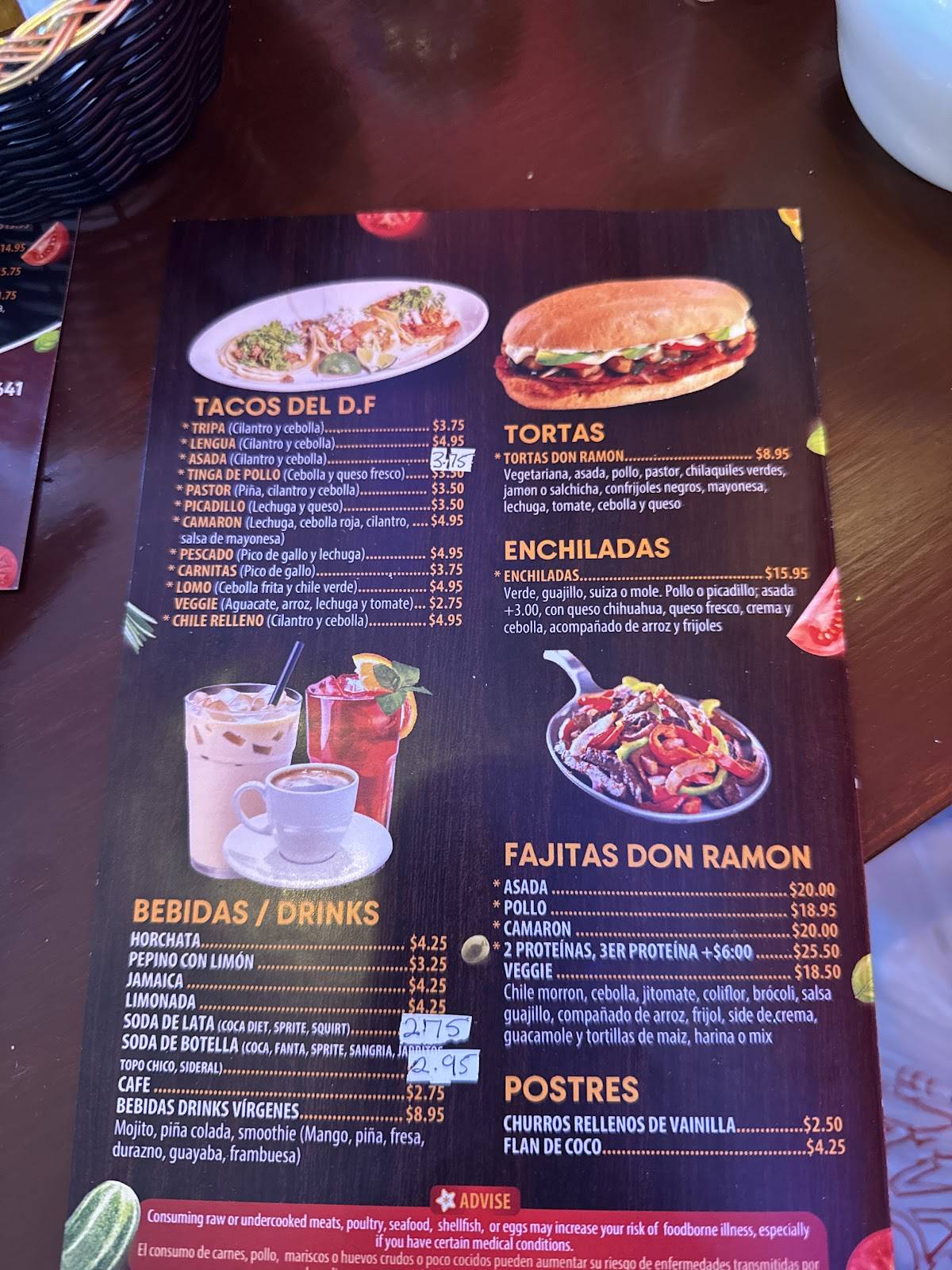 Menu at La Cocina De Don Ramón restaurant, Chicago