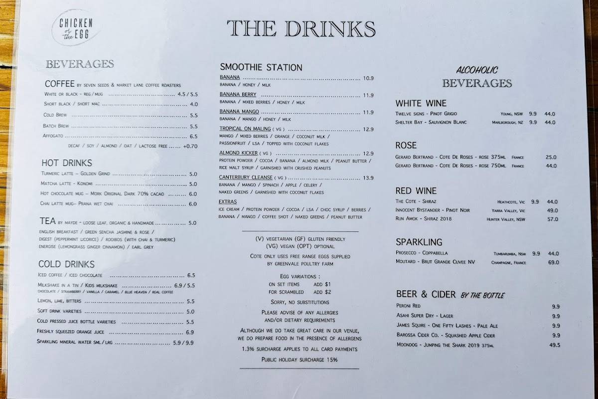 Menu at Chicken Or The Egg Cafe, Canterbury