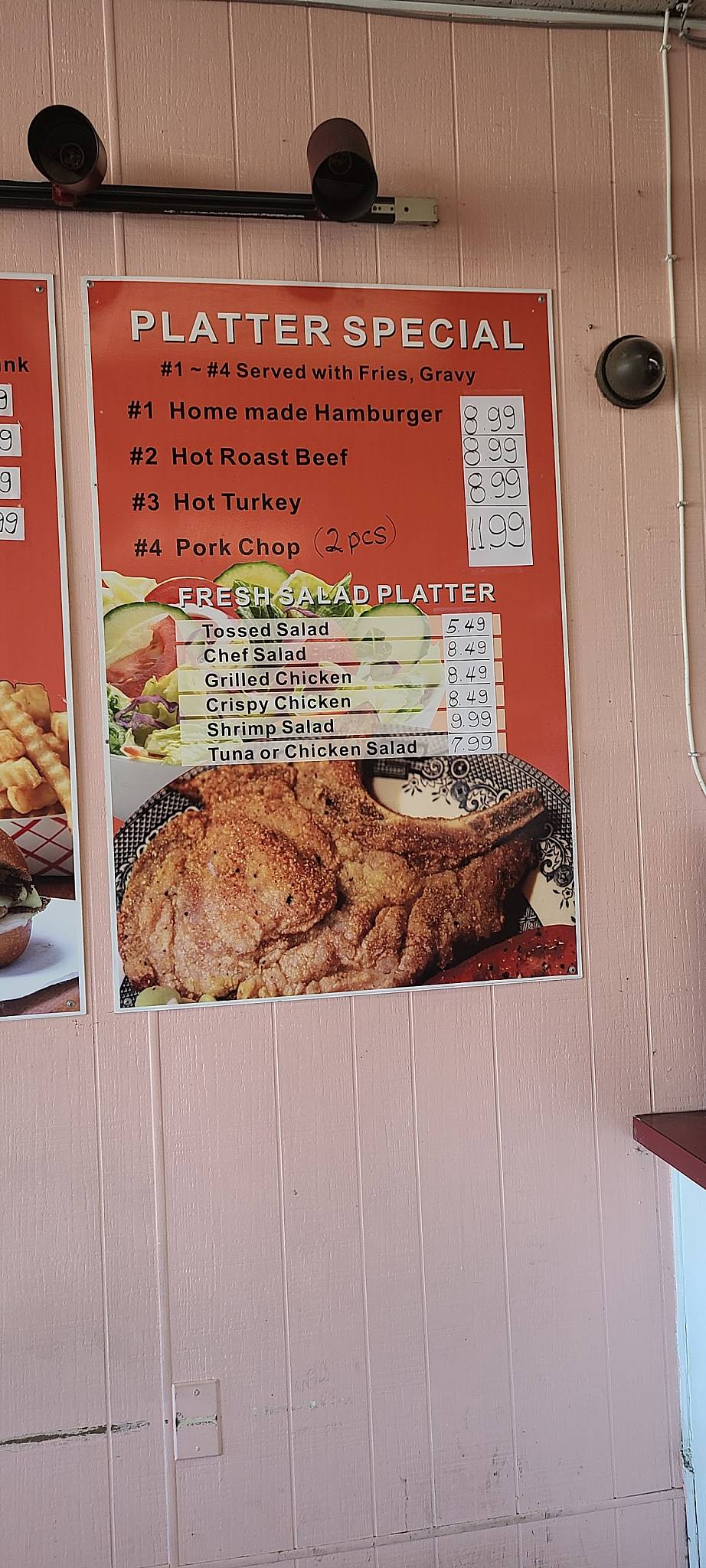 Menu at Chicken Shack restaurant, Baltimore