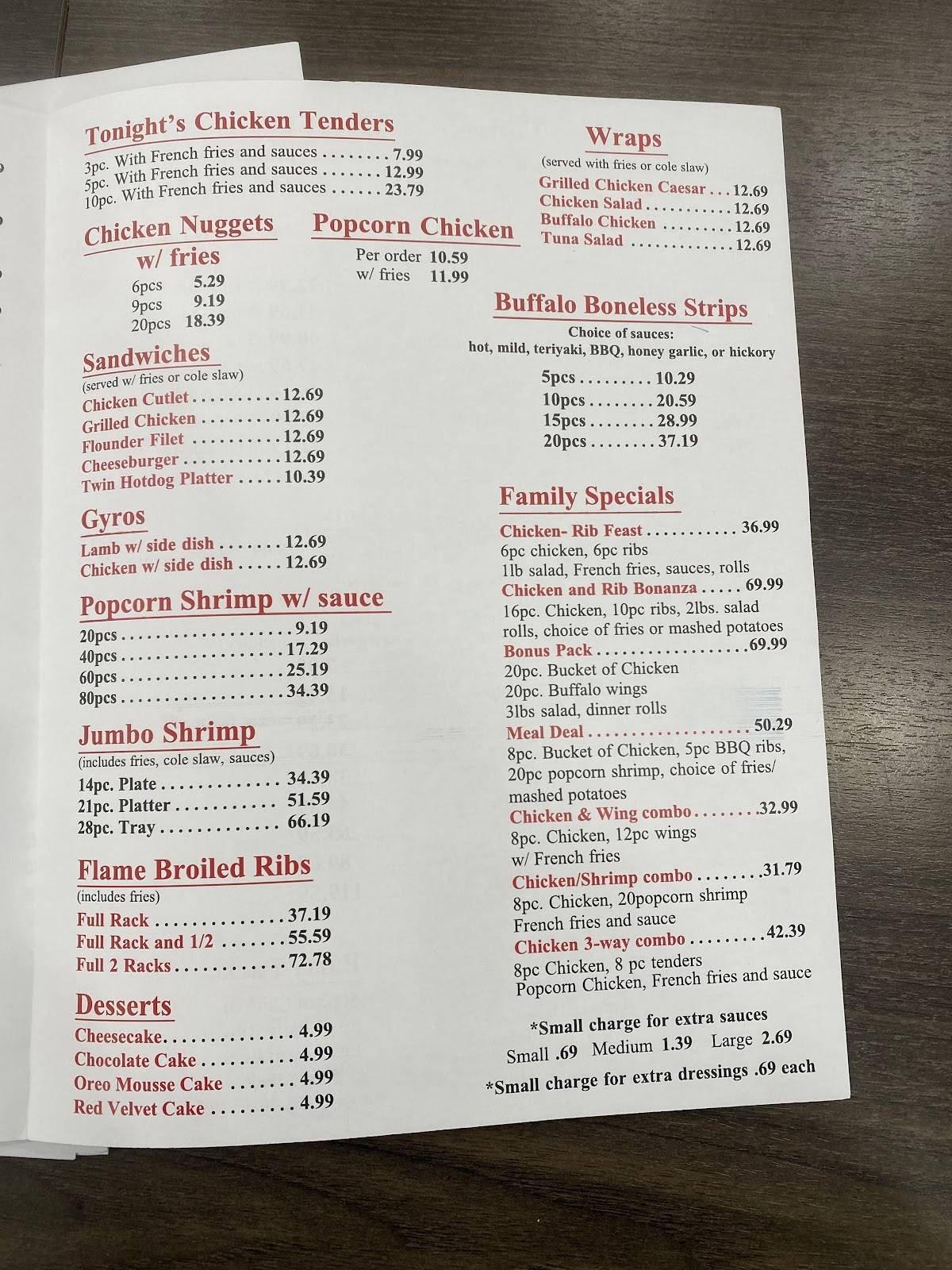 Menu at Chicken Tonight/Nathans Famous restaurant, Lindenhurst