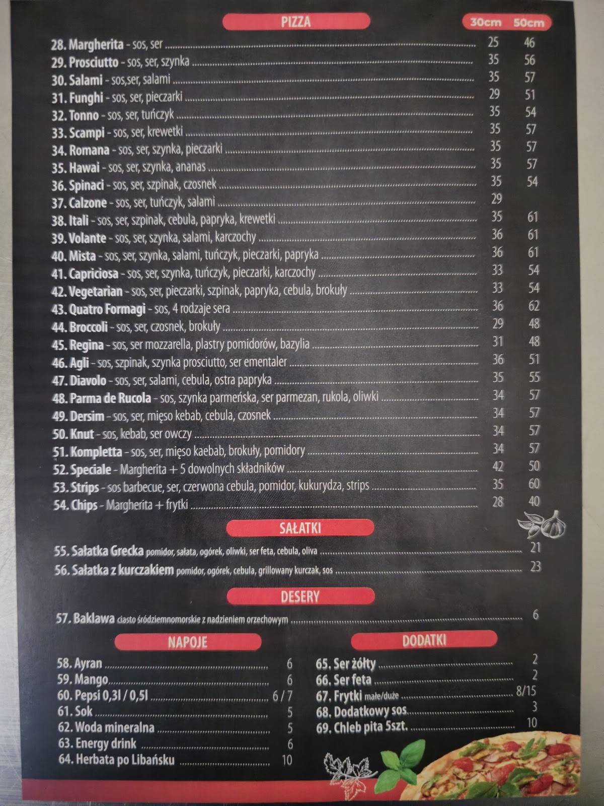 Menu at Chicken World restaurant, Trzebnica