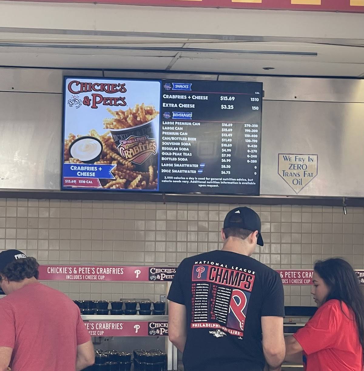 Menu at Chickie's & Pete's Crabfries at Citizens Bank Park restaurant ...