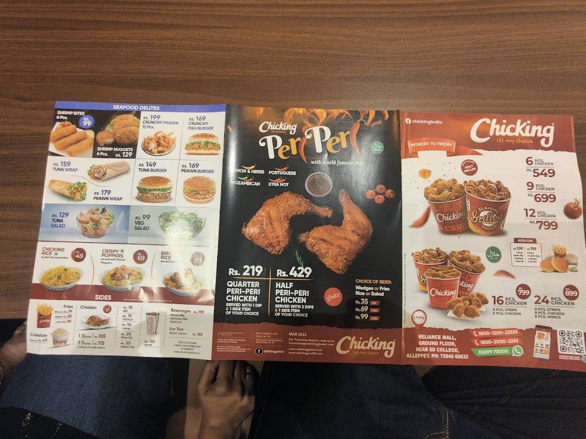 Menu at Chicking, Alappuzha
