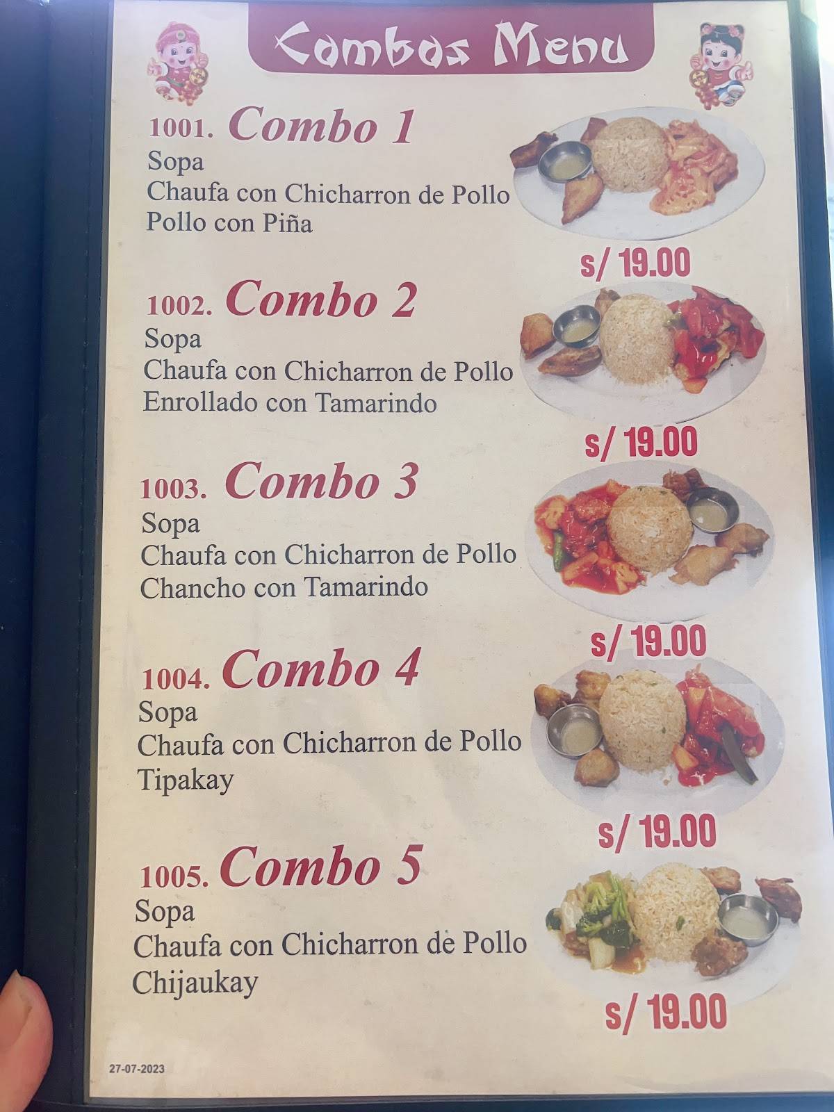 Menu at Chifa Miss li restaurant, Santiago de Surco