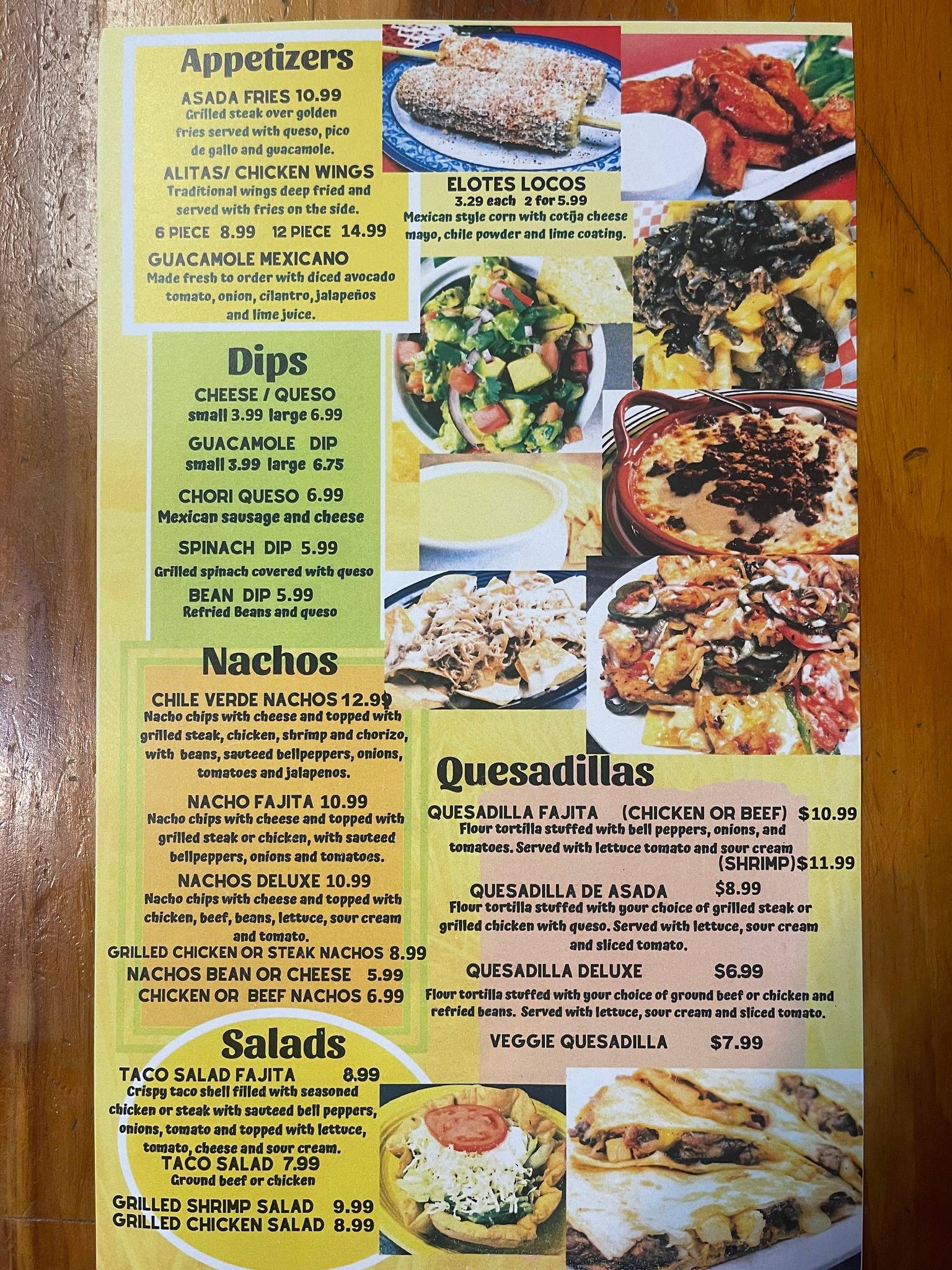 Menu at Chile Verde Mexican Restaurant, Wilkesboro