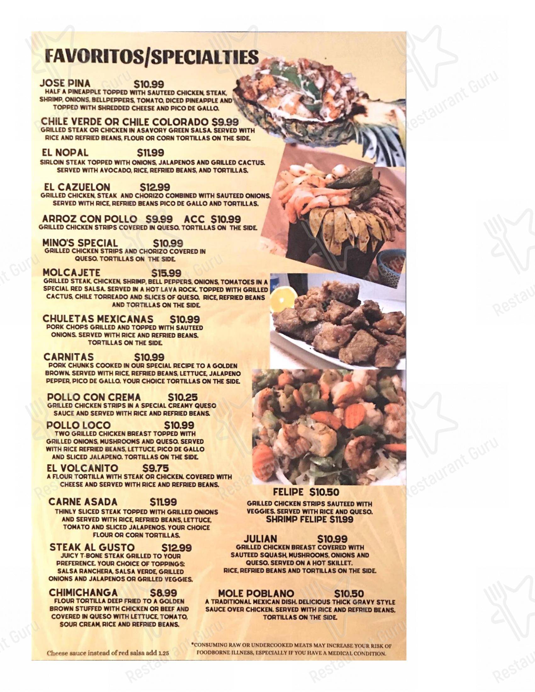 Menu at Chile Verde Mexican Restaurant, Wilkesboro