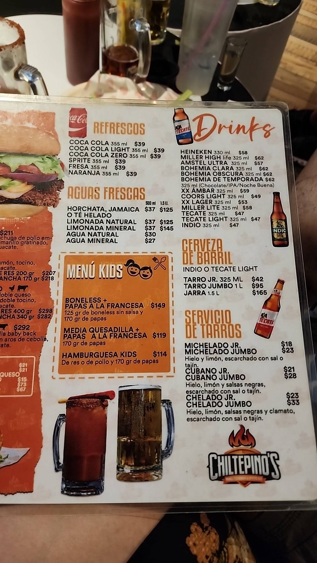 Menu at Chiltepinos Wings San Carlos restaurant, San Carlos