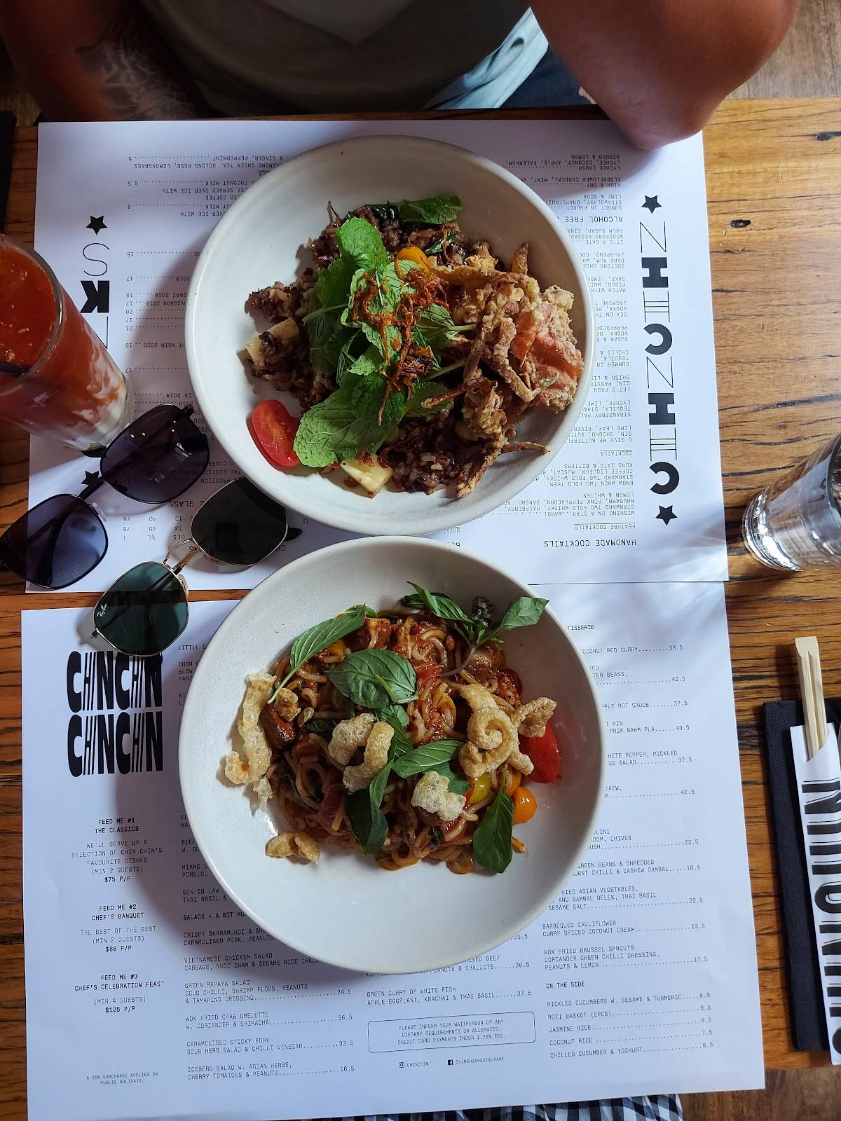 Menu at Chin Chin restaurant, Melbourne
