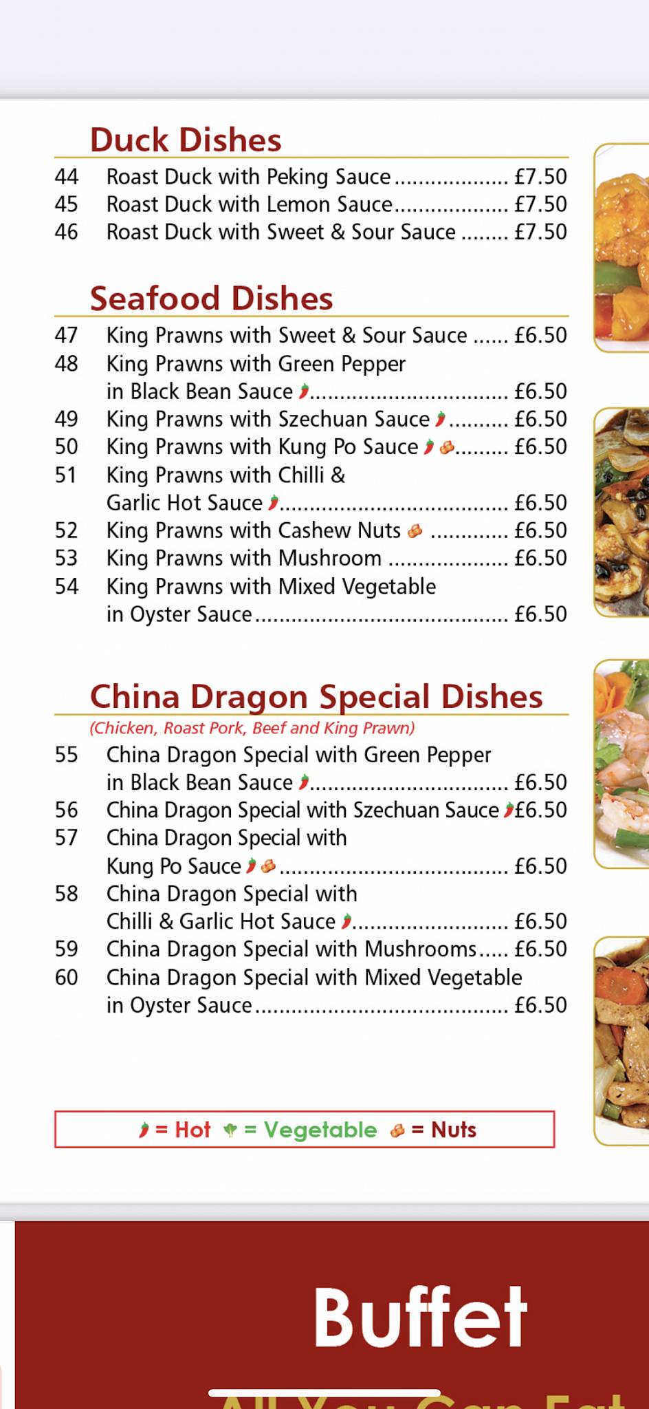 Menu at China Dragon restaurant, Chesterfield