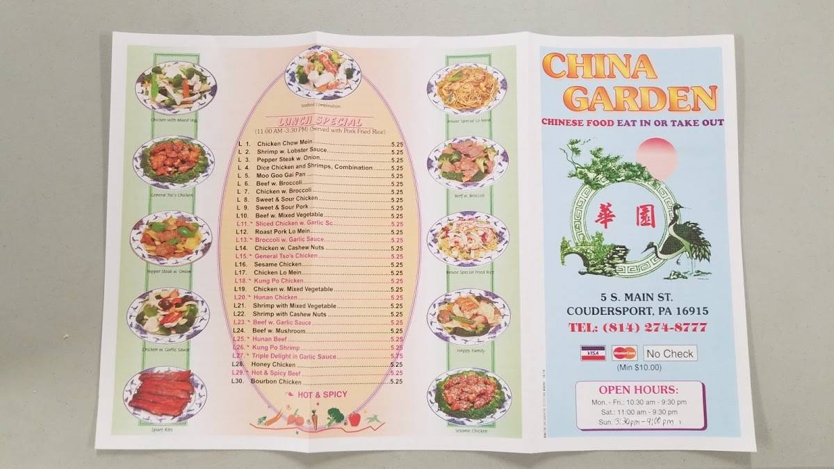 Menu at China Garden restaurant, Coudersport, 5 S Main St