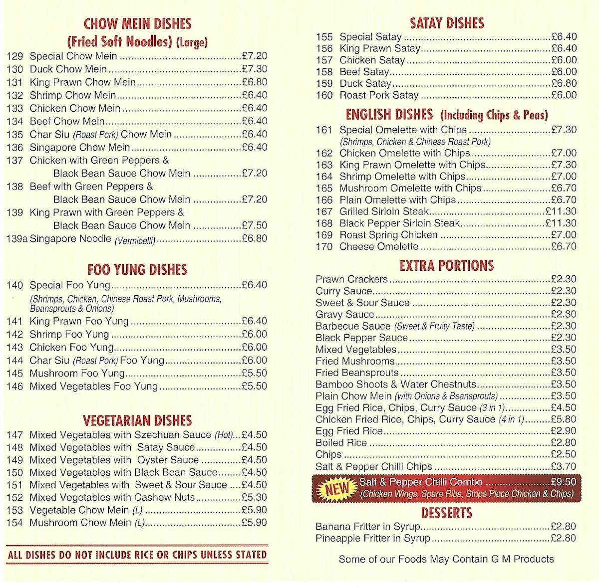Menu at China King Chinese Takeaway fast food, Lichfield, 112 Netherstowe
