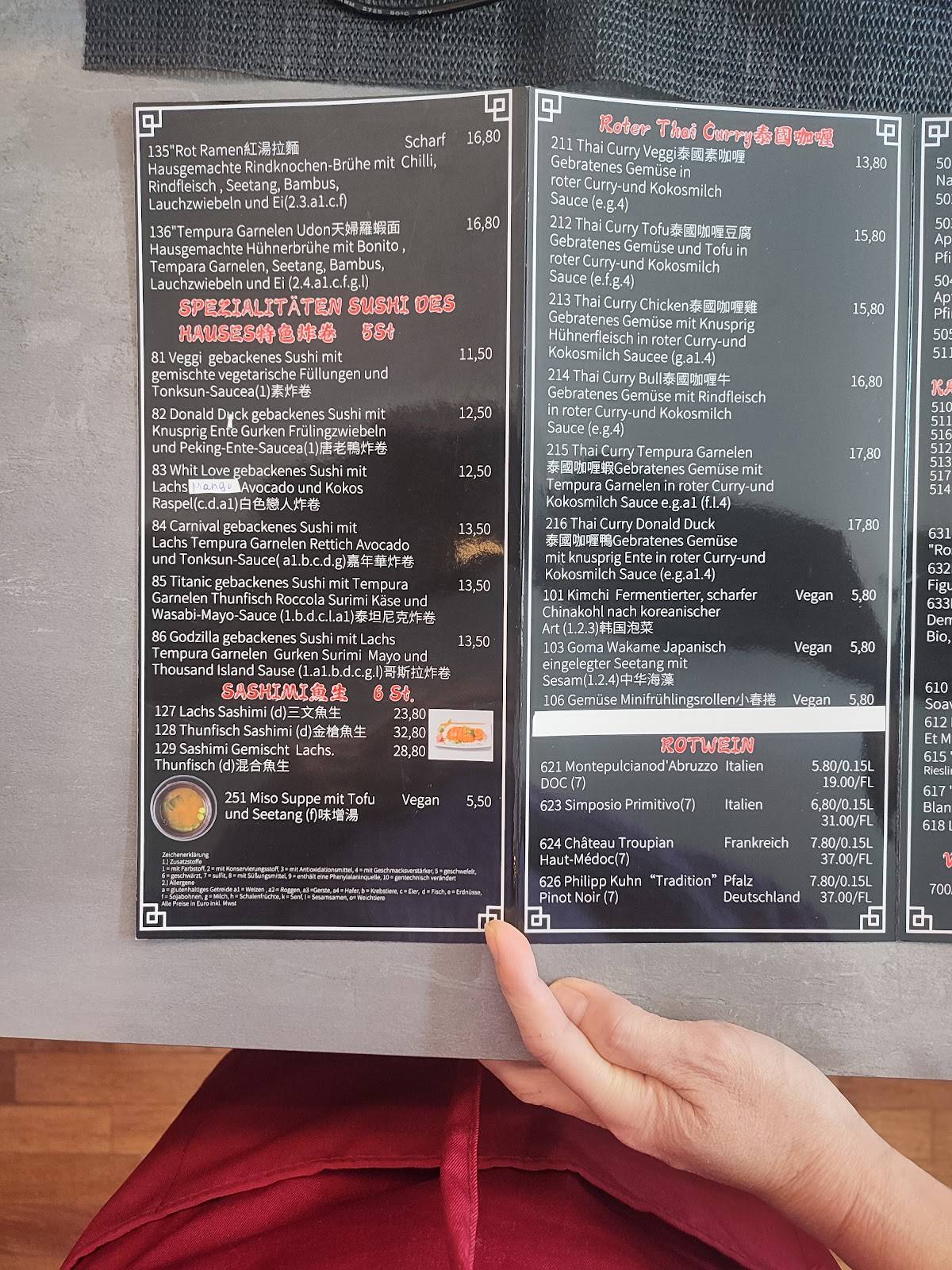 Carta de 唐人街 Chinatown Restaurant mit Biergarten, Alemania