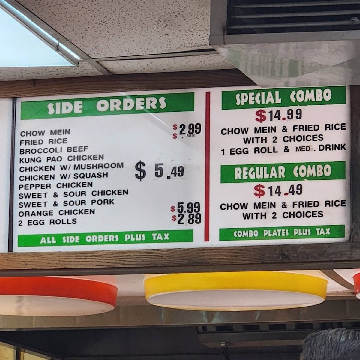 Menu at Chinese.Fast.Food restaurant, Phelan