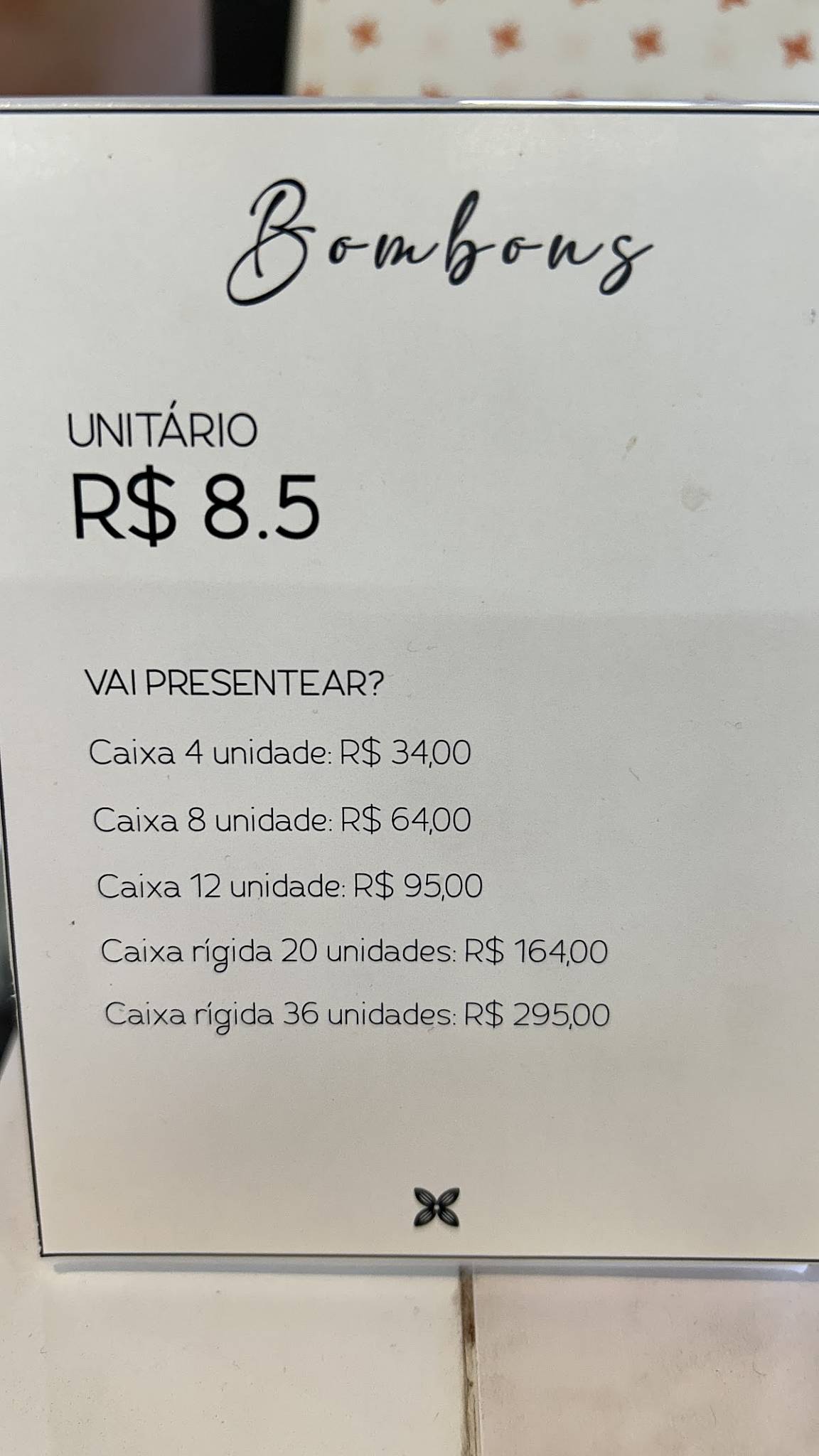Carta de Chocolates e bombons Blend Cacao, Curitiba