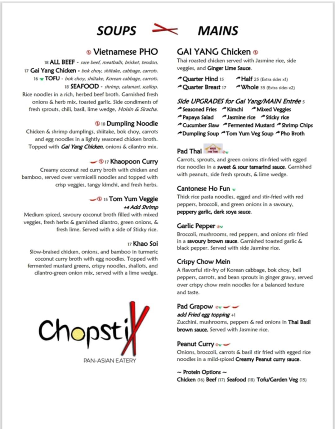 Menu at Chopstix Pan-Asian Eatery restaurant, Tecumseh