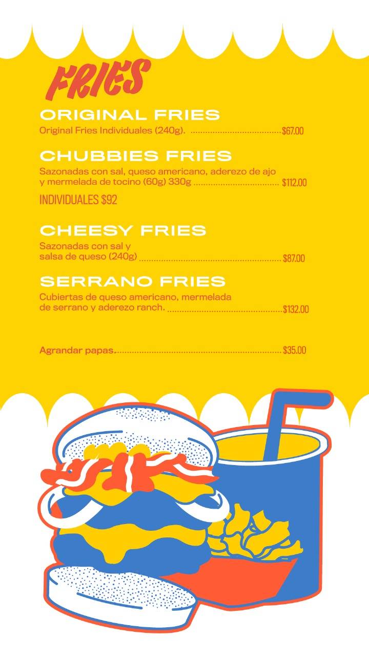 Carta del restaurante Chubbies Burger (San Ángel), Mexico