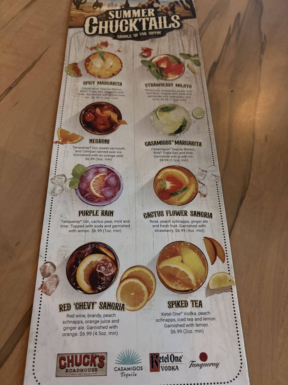 Menu at Chuck's Roadhouse Bar & Grill, Mississauga, Millcreek Dr