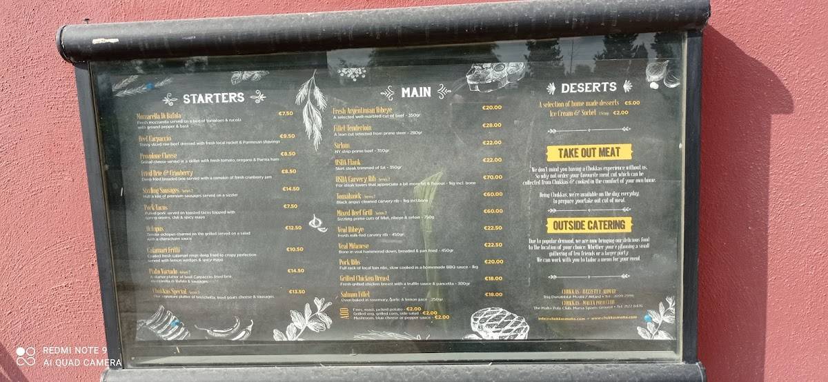 Menu at Chukkas Mosta BBQ, Attard, Triq Durumblat Mosta MST