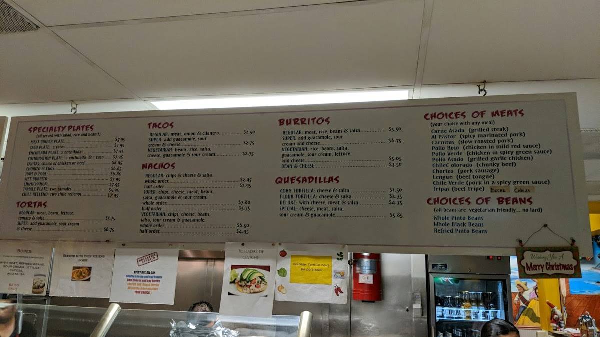 Menu at Chunky's Taqueria & Grill restaurant, Petaluma