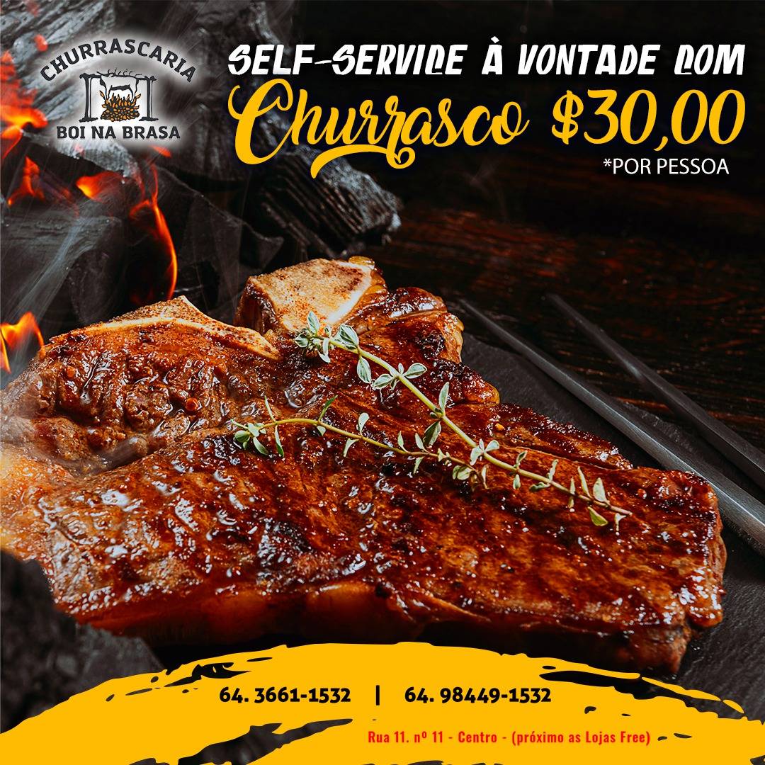 Menu at Churrascaria Boi na Brasa, Mineiros, R. 11