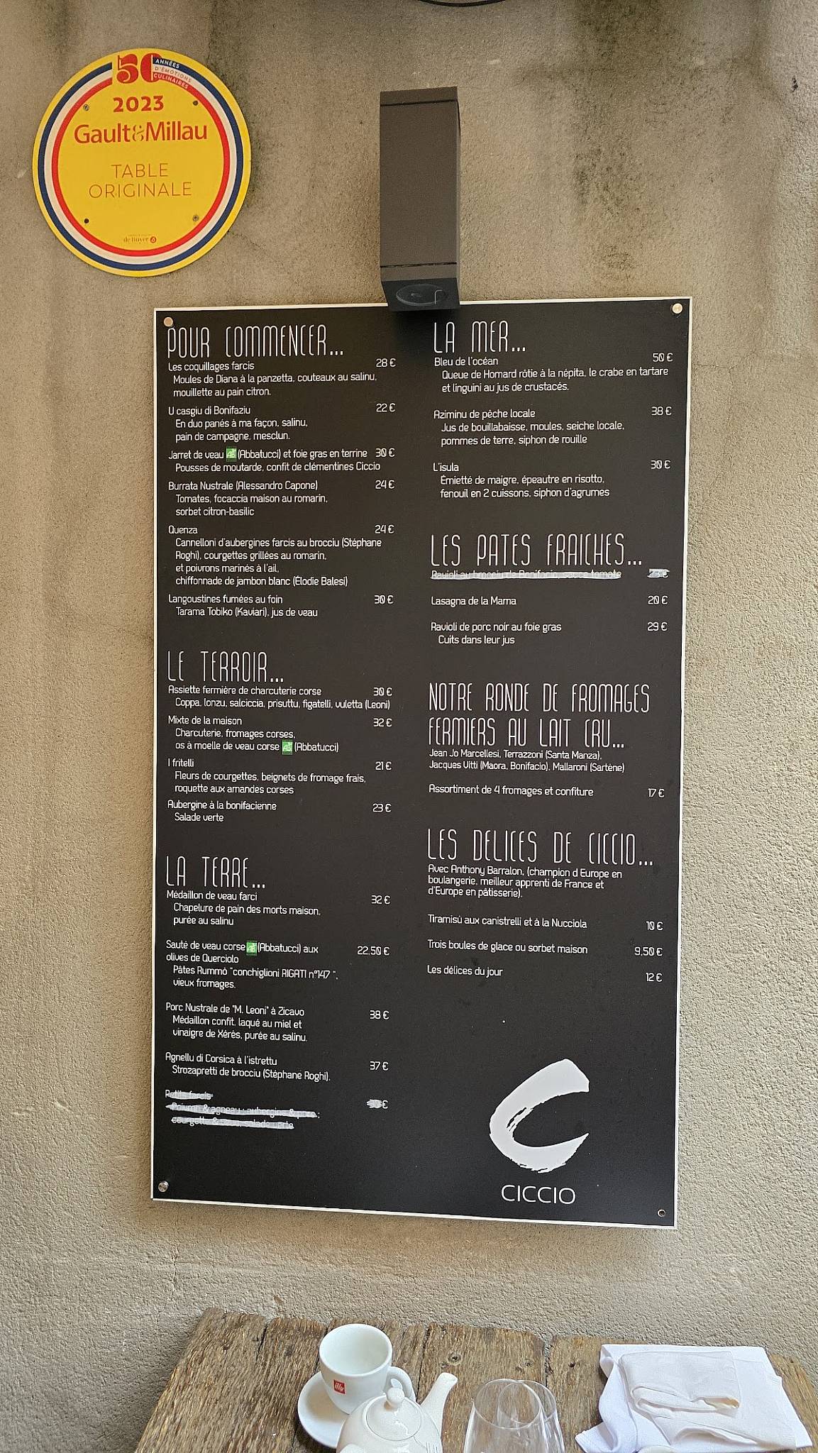 Menu at Ciccio - le Restaurant, Bonifacio, 6 Rue Saint-Jean Baptiste