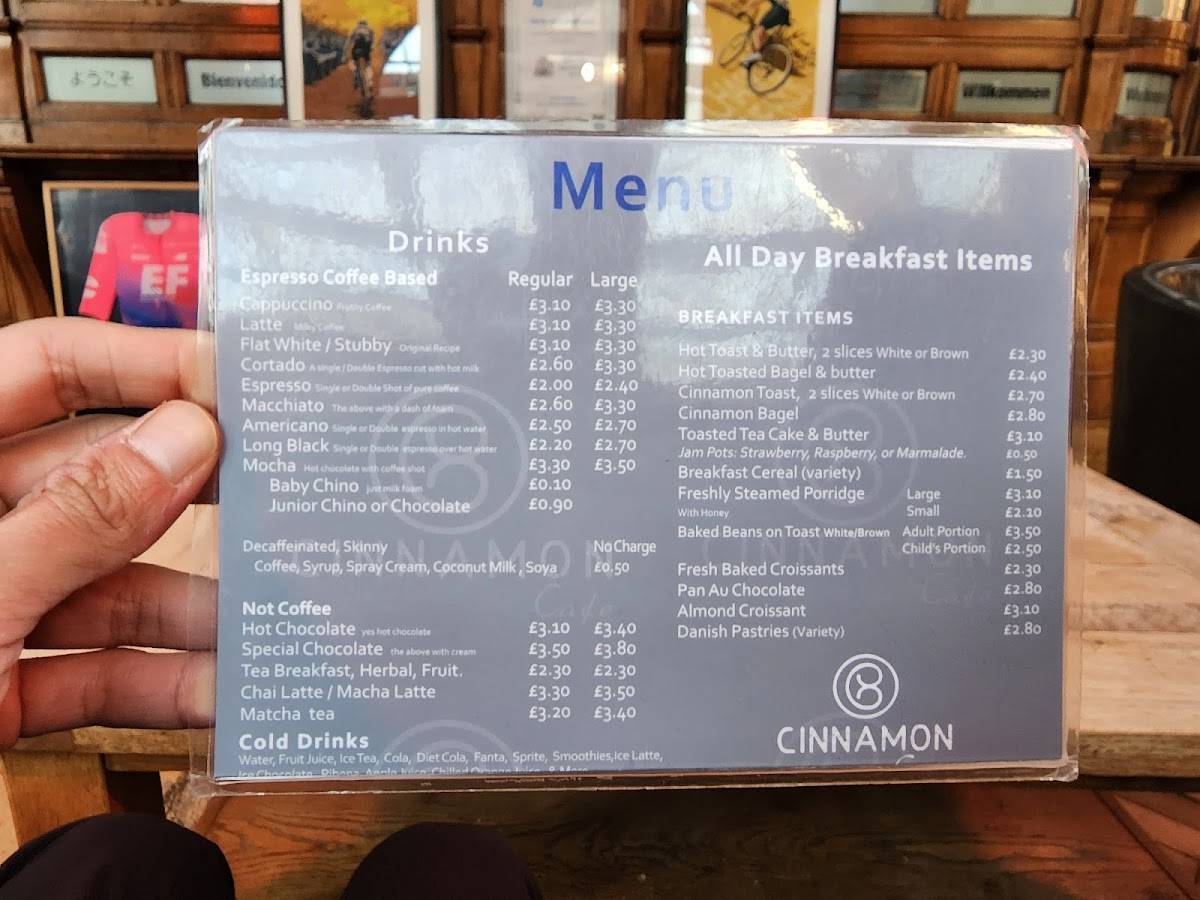 Menu at Cinnamon Cafe, Windsor