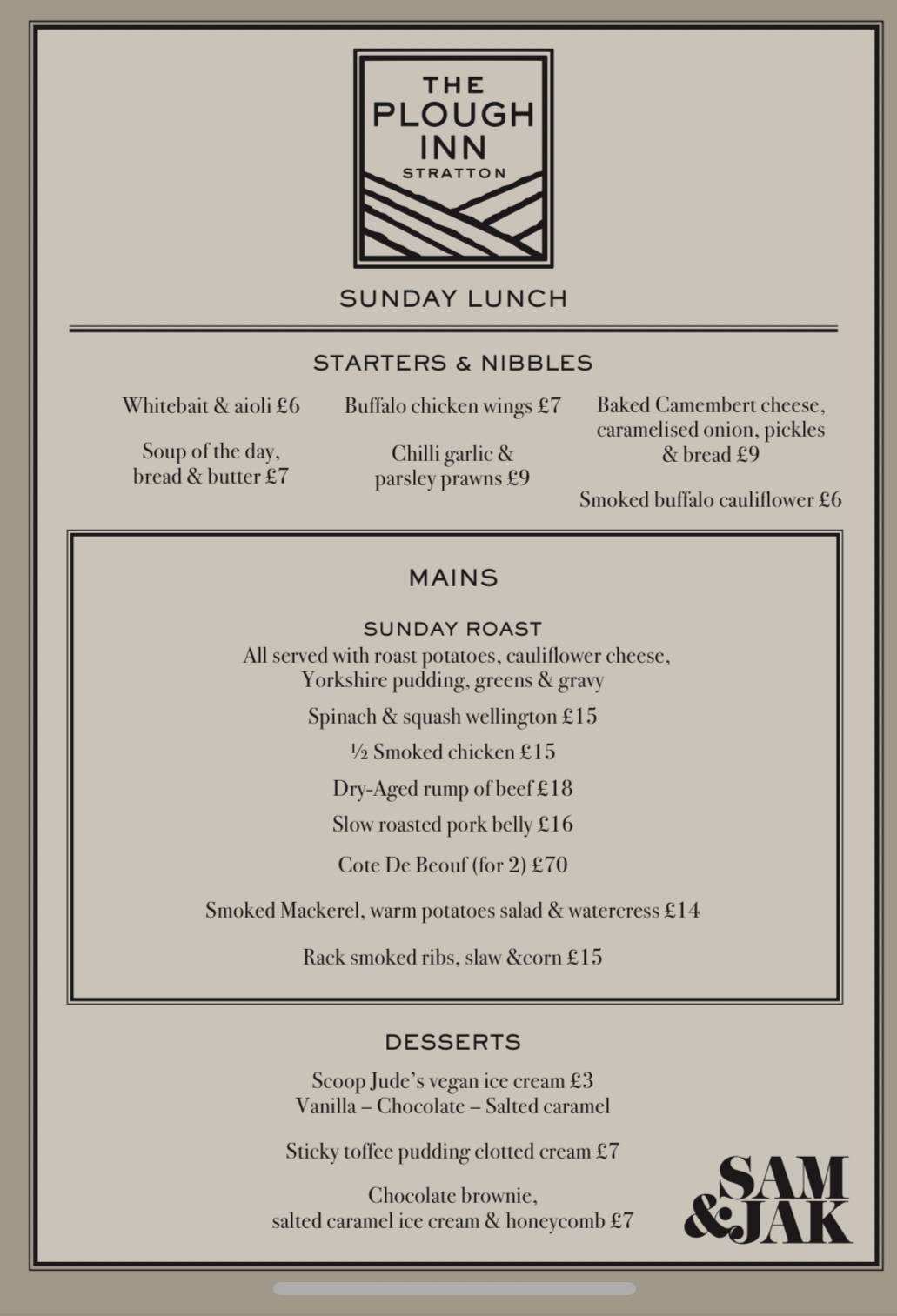 Menu at The Plough Inn pub & bar, Cirencester