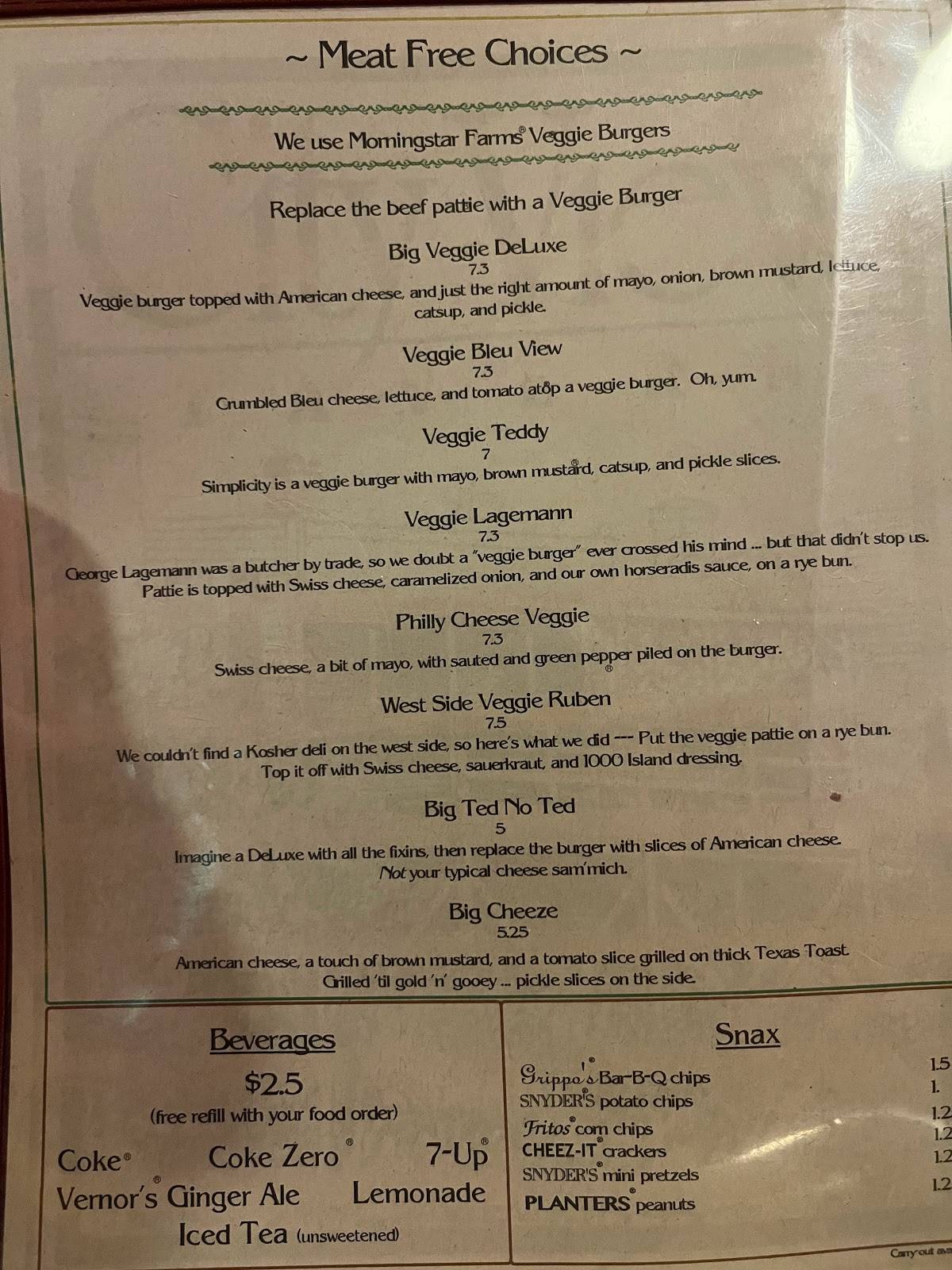 Menu at City View Tavern pub & bar, Cincinnati