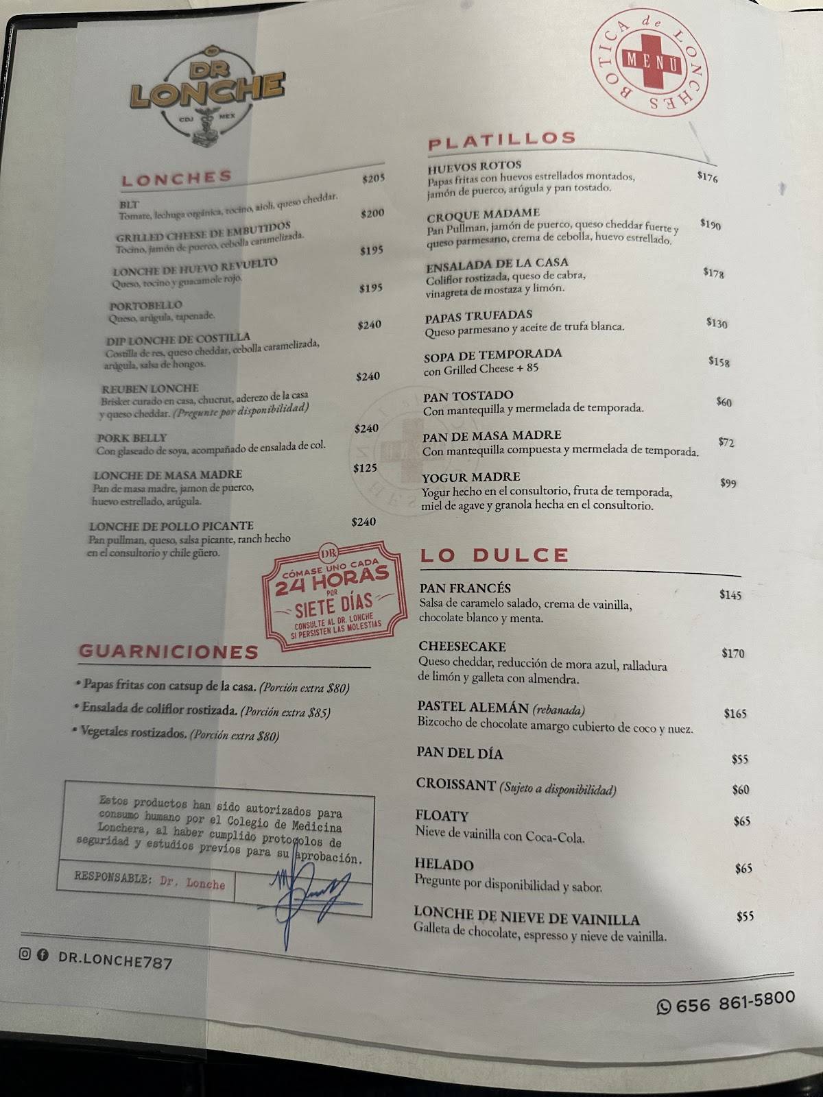 Carta del restaurante DR. Lonche, Ciudad Juarez
