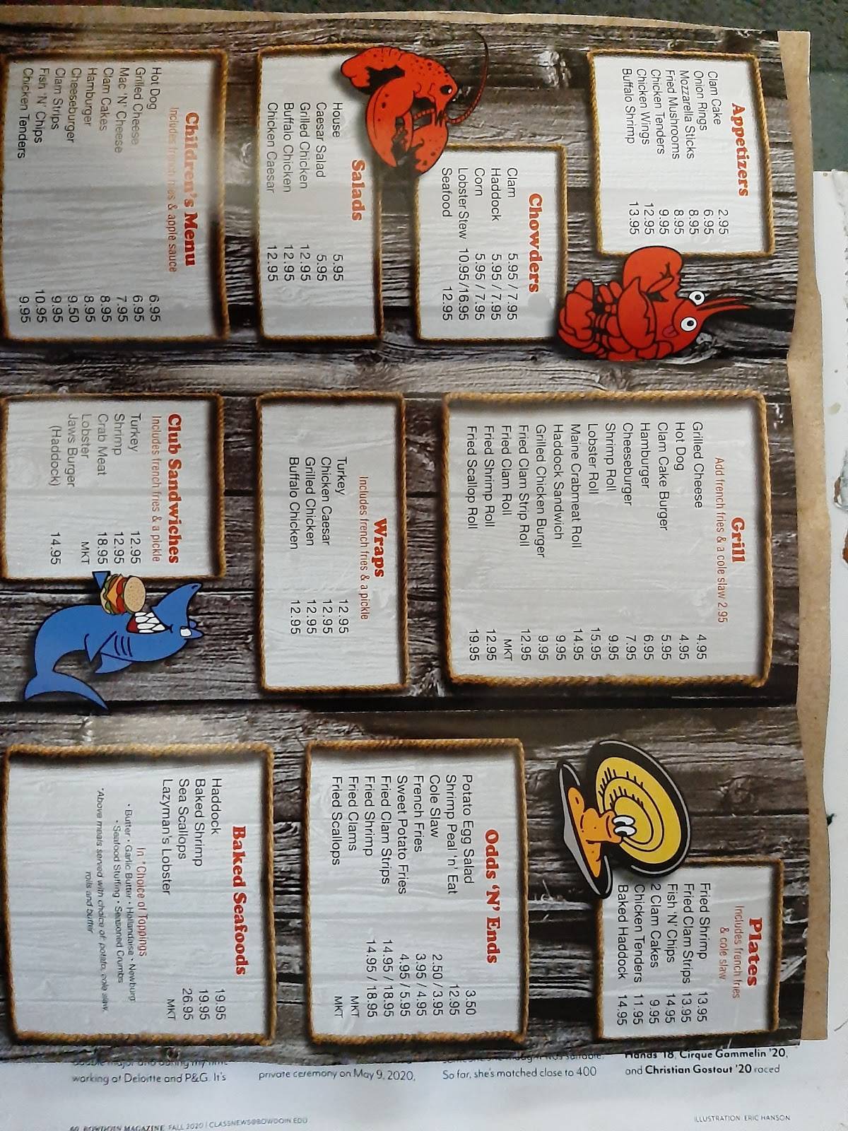 Menu at Clambake Seafood Restaurant, Scarborough, 354 Pine Point Rd