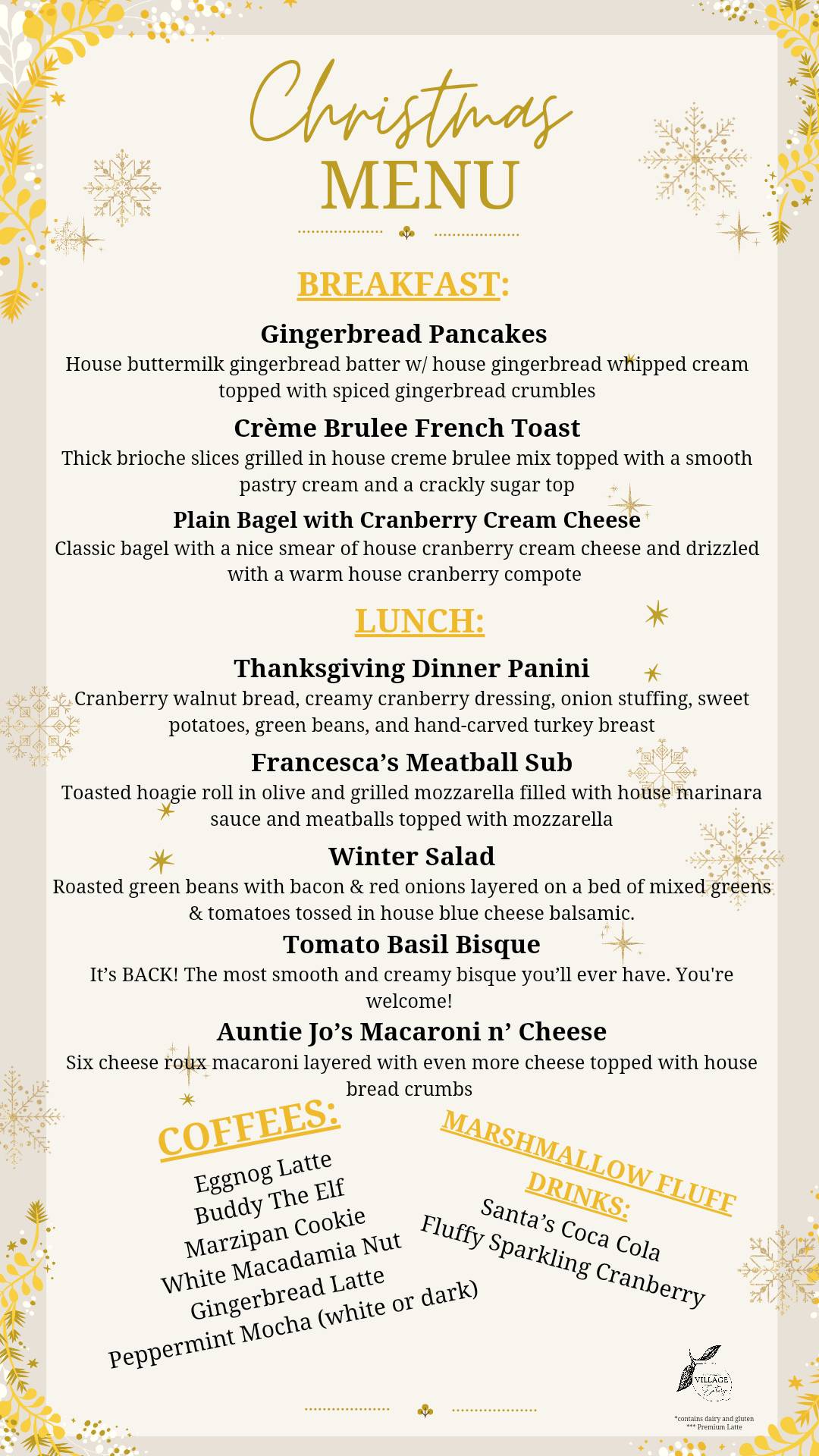 Menu at Claremont Village Eatery restaurant, Claremont