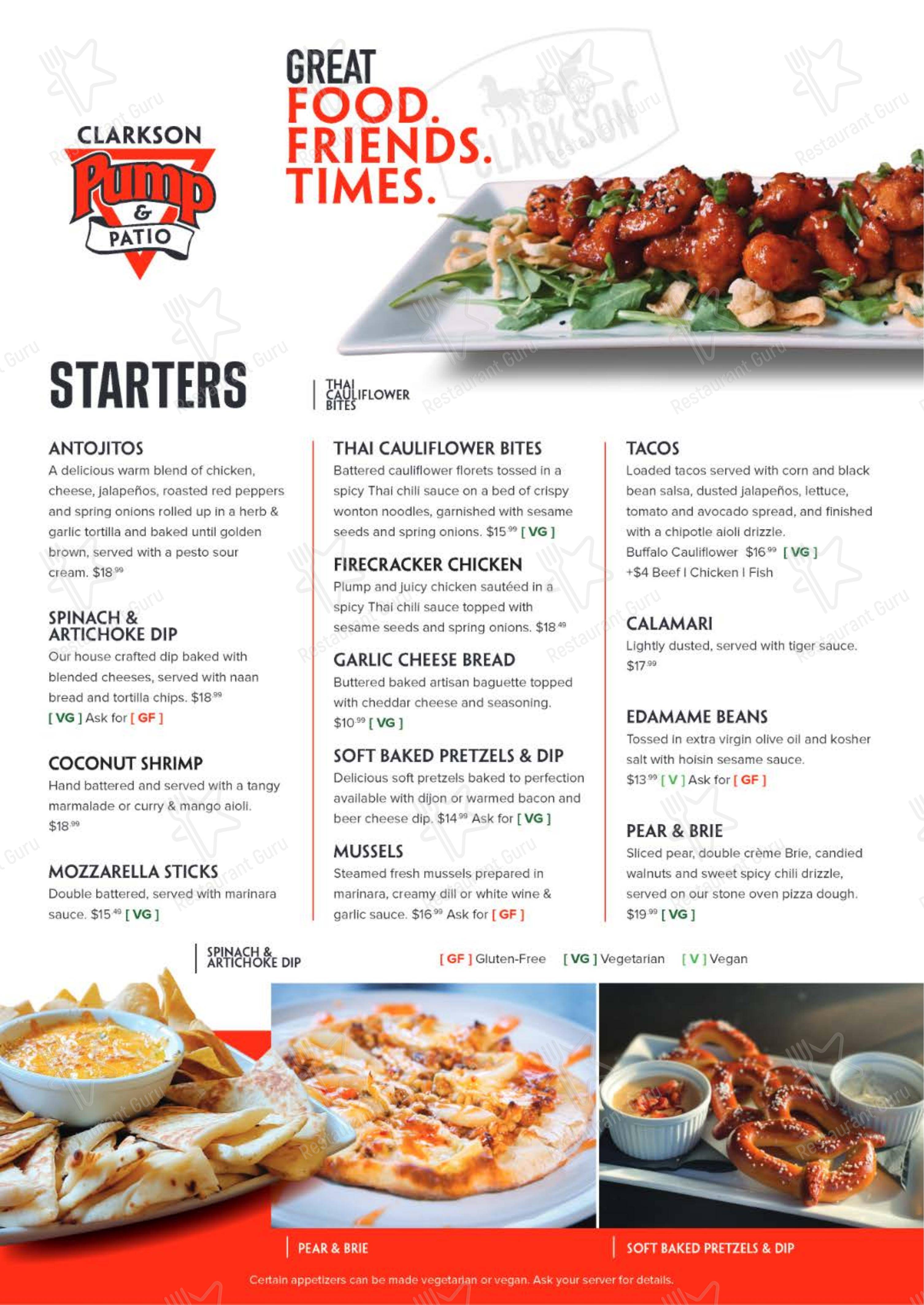 Menu at The Clarkson Pump & Patio pub & bar, Mississauga, Lakeshore Rd W