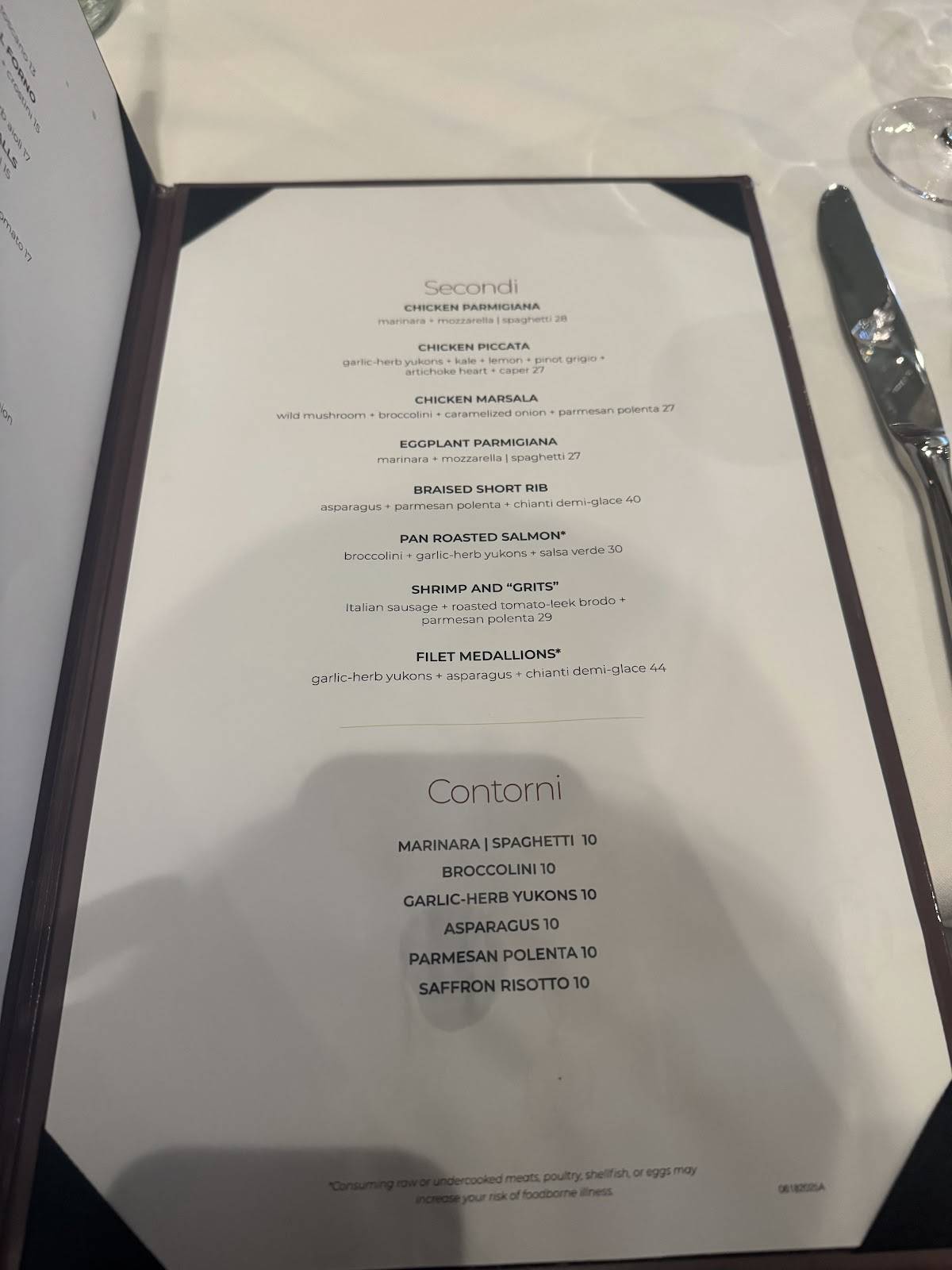 Menu at Cibreo Italian Kitchen restaurant, Cleveland