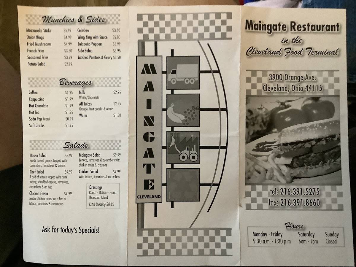 Menu at Main Gate Restaurant, Cleveland
