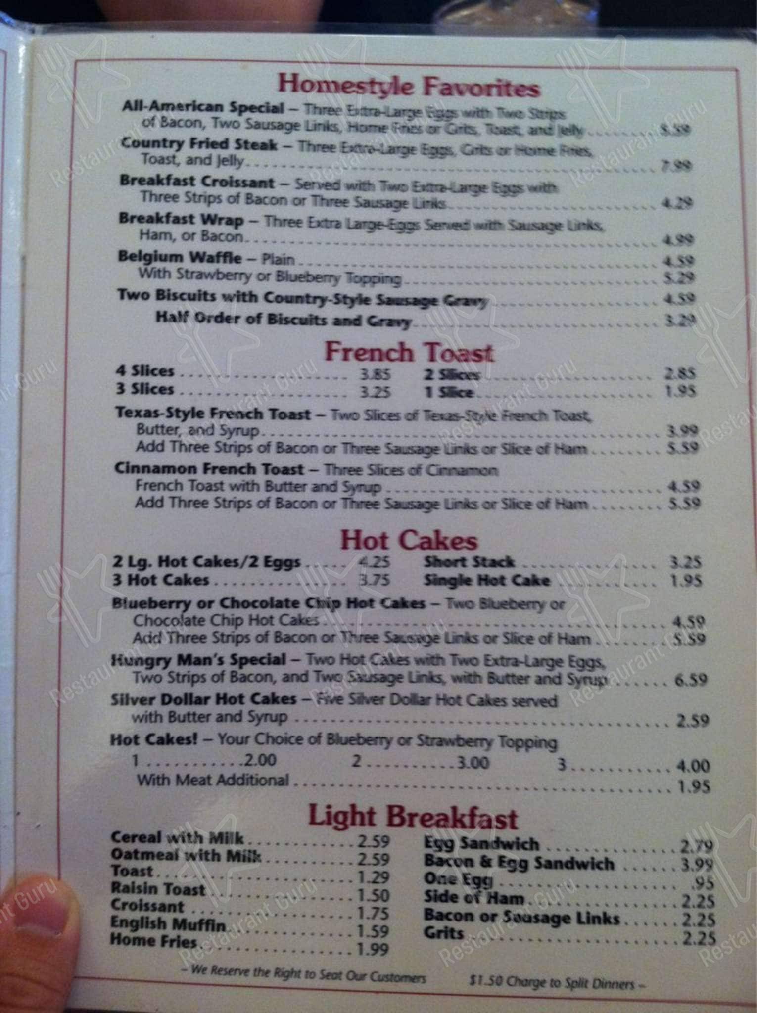 Menu at Red Chimney restaurant, Cleveland