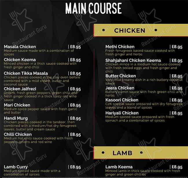 Menu at Club 2000, Harrow, 427-431 Rayners Lane