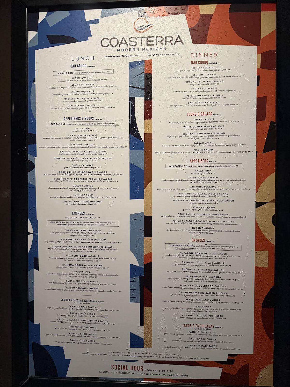 Menu at Coasterra restaurant, San Diego, 880 Harbor Island Dr