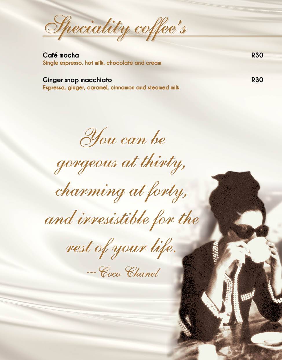 Menu at Coco Affair Coffee Shop restaurant, Polokwane