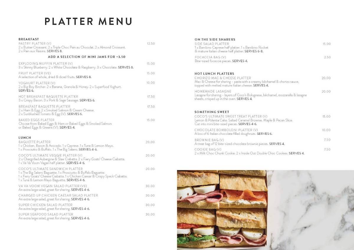 Menu at Coco di Mama restaurant, London, White City Place