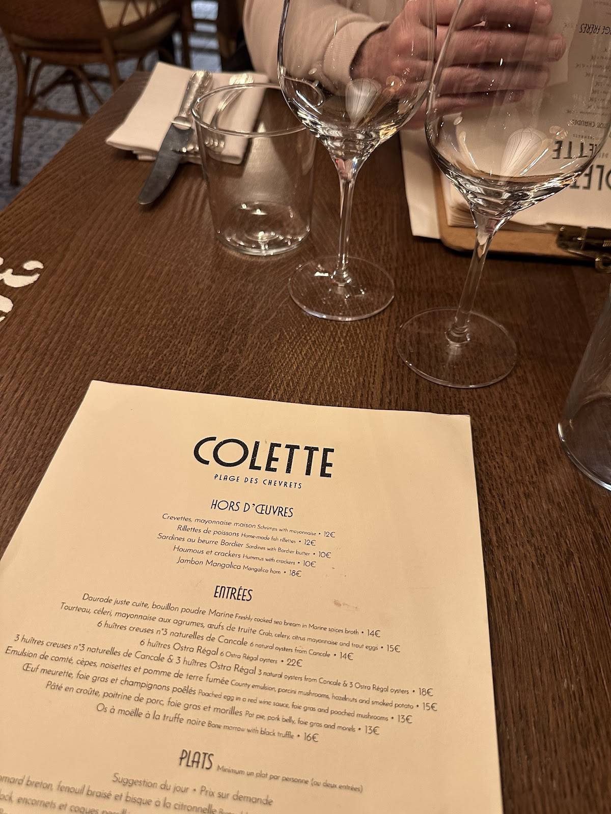 Menu au Colette restaurant, Saint-Coulomb