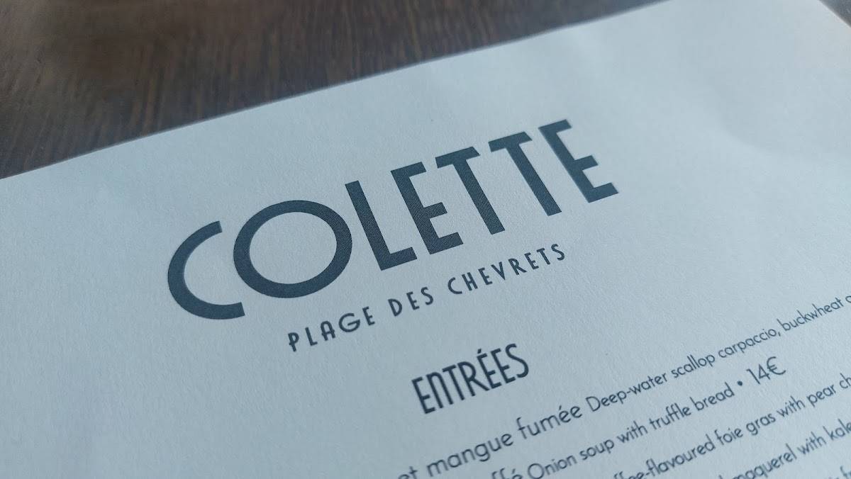 Menu at Colette restaurant, Saint-Coulomb