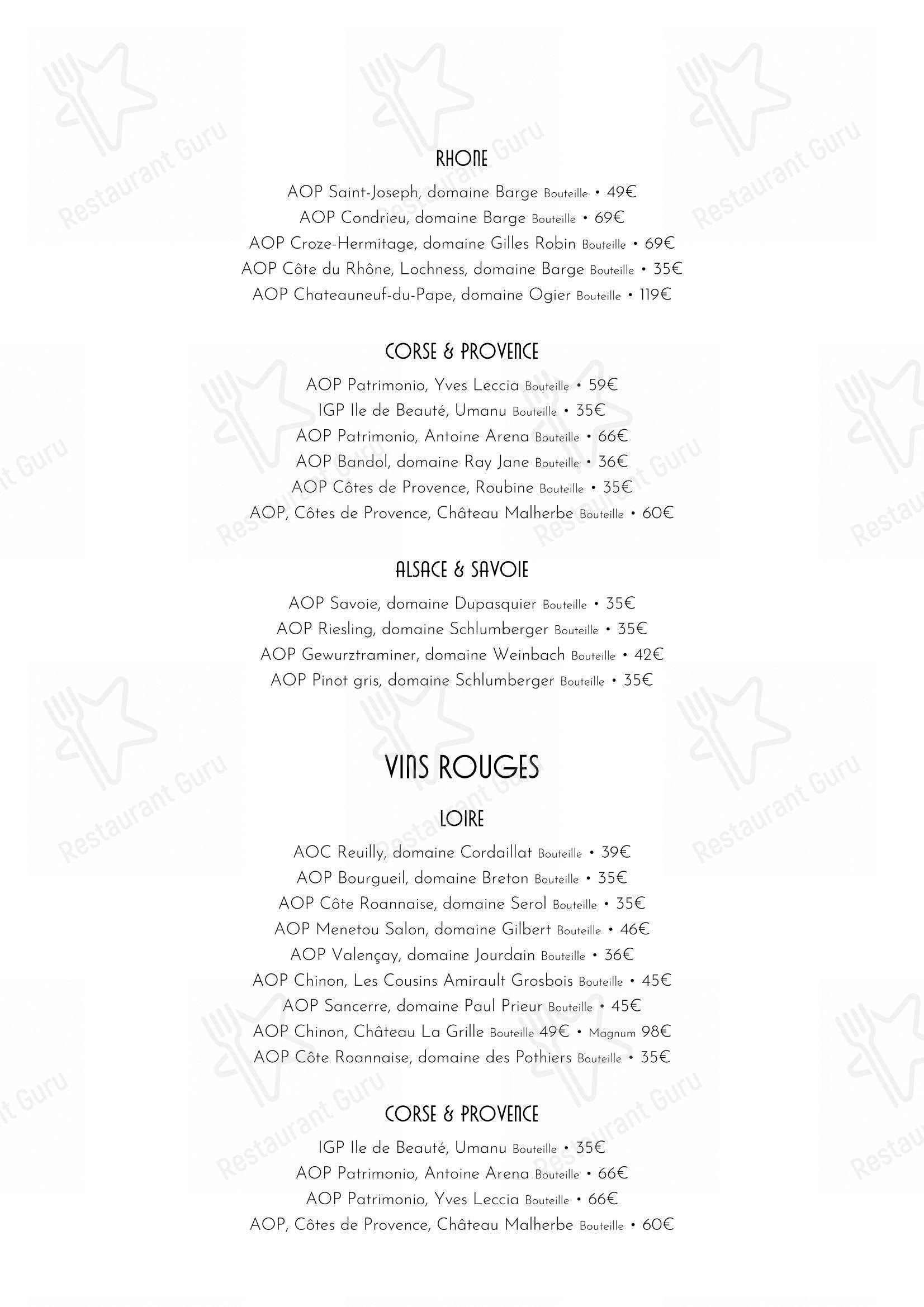 Menu au Colette restaurant, Saint-Coulomb