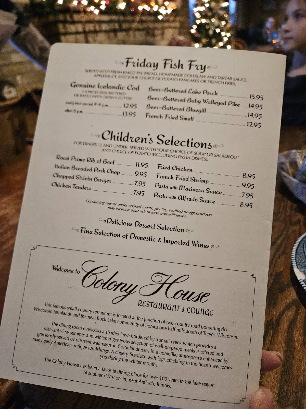 Menu at Colony House Restaurant, Trevor