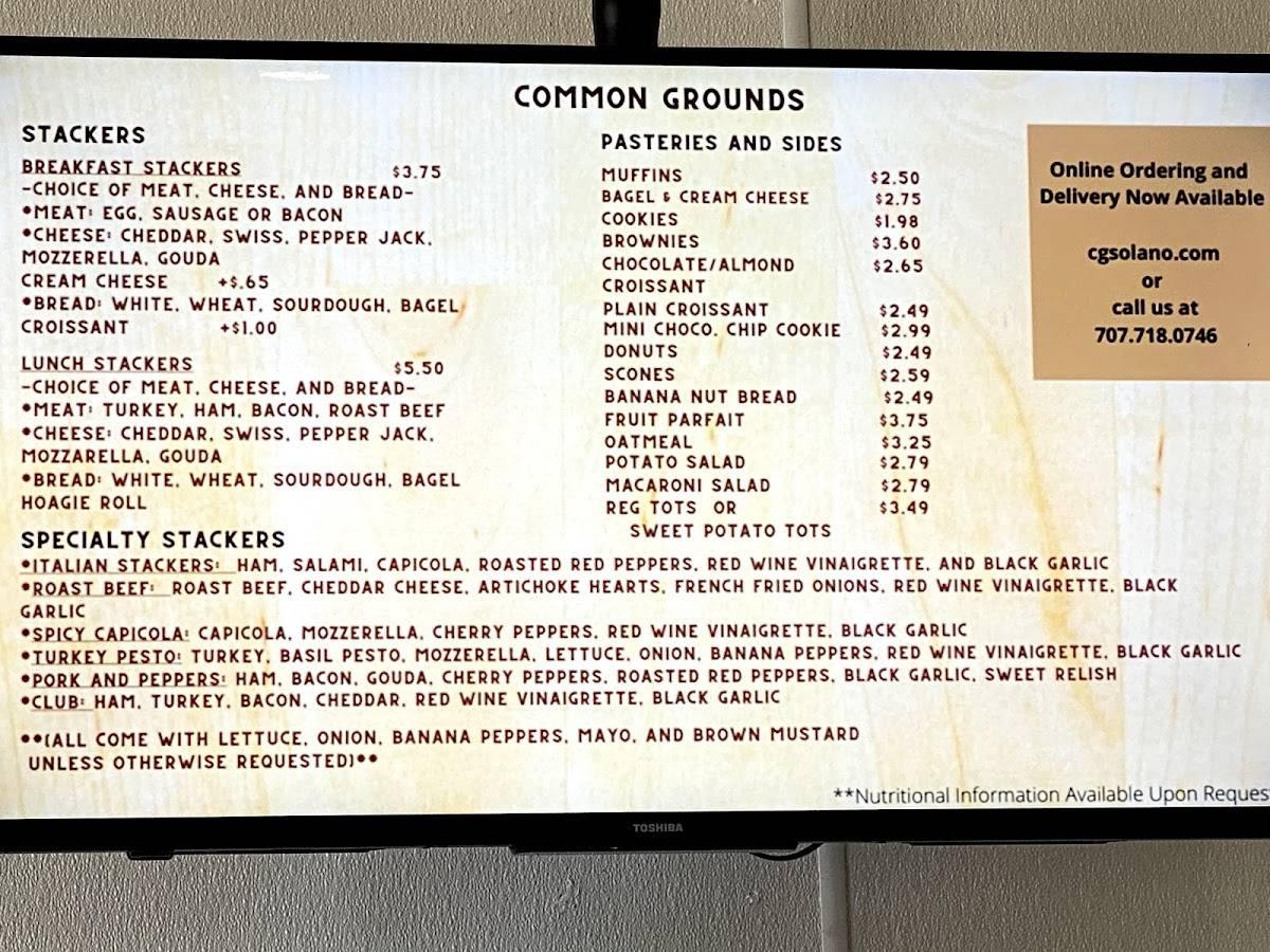 Menu at Common Grounds, Fairfield, 550 Travis Ave Bldg 434
