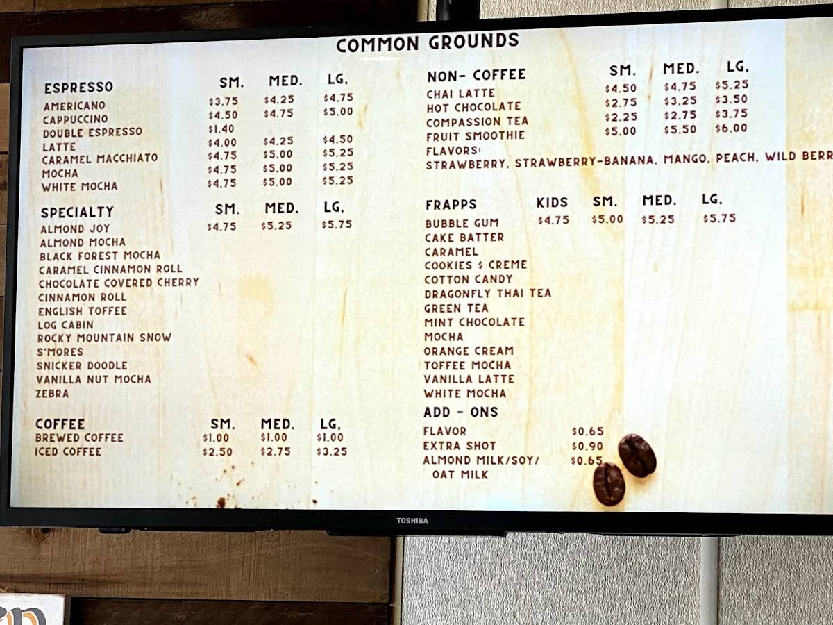 Menu at Common Grounds, Fairfield, 550 Travis Ave Bldg 434