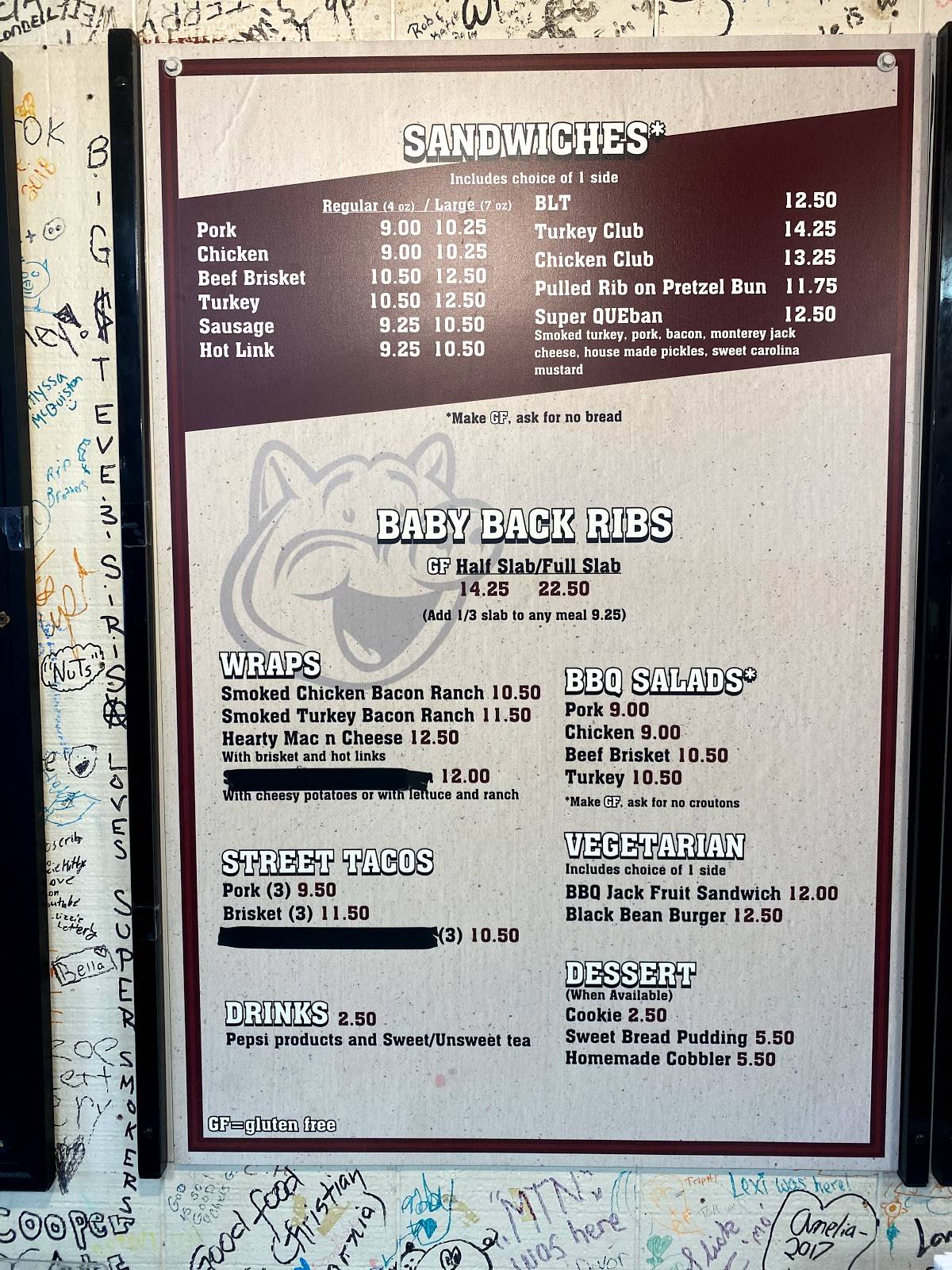 Menu at Company B Bbq, Byrnes Mill