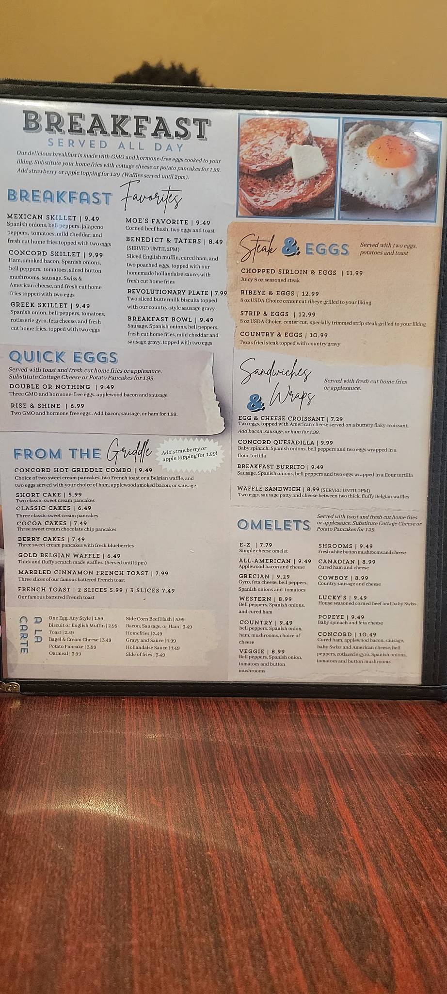 Menu at Concord Family Restaurant, Mentor