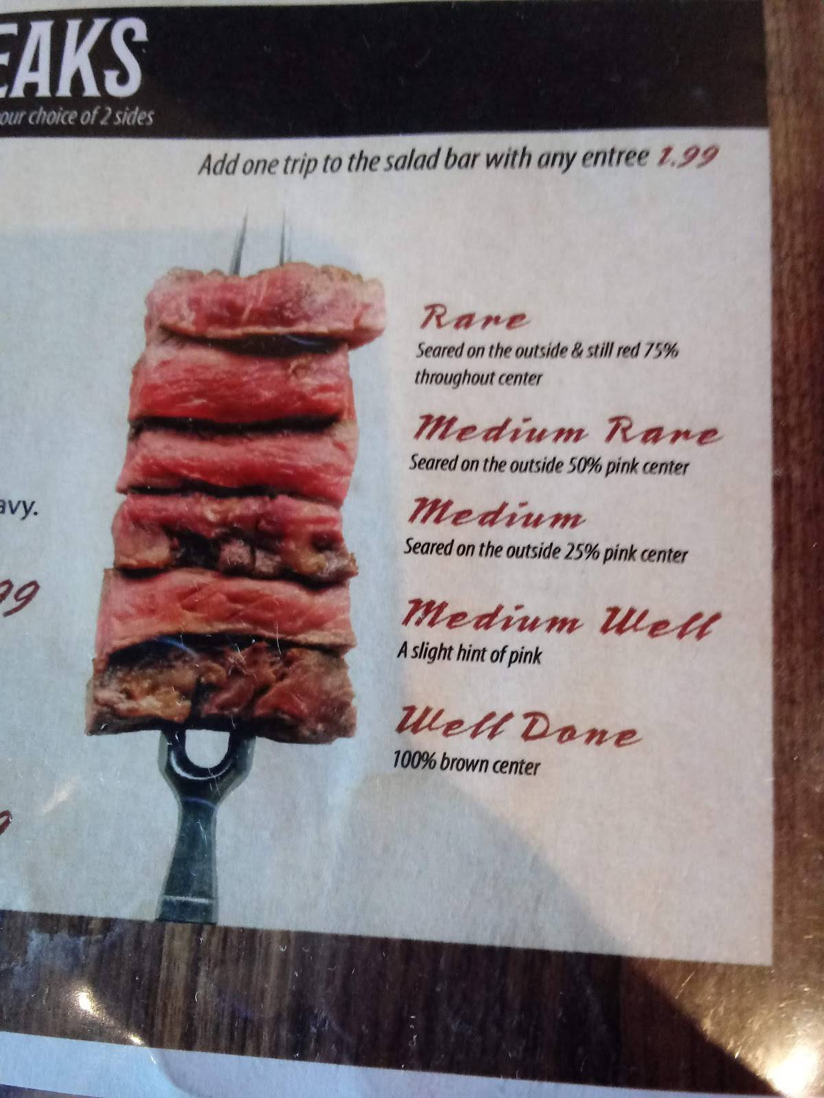 Menu at Corner Grub House steakhouse, Sulphur Springs